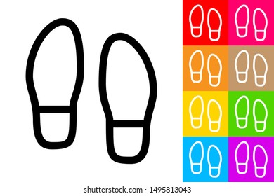 Footsteps Line Icon Different Color Background Stock Vector (Royalty ...