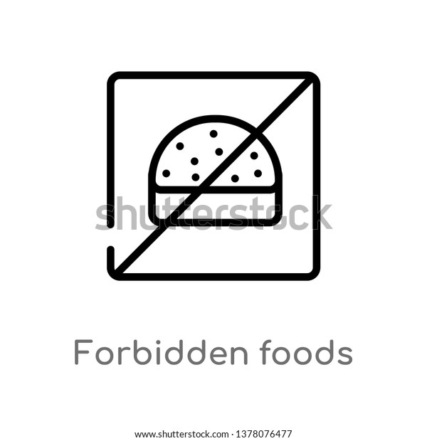Forbidden Foods Vector Line Icon Simple Stock Vector (Royalty Free ...
