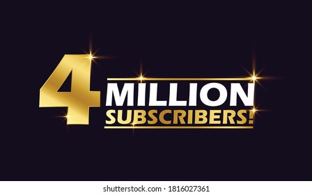 Celebración de 4 millones de suscriptores: vector de stock (libre de ...