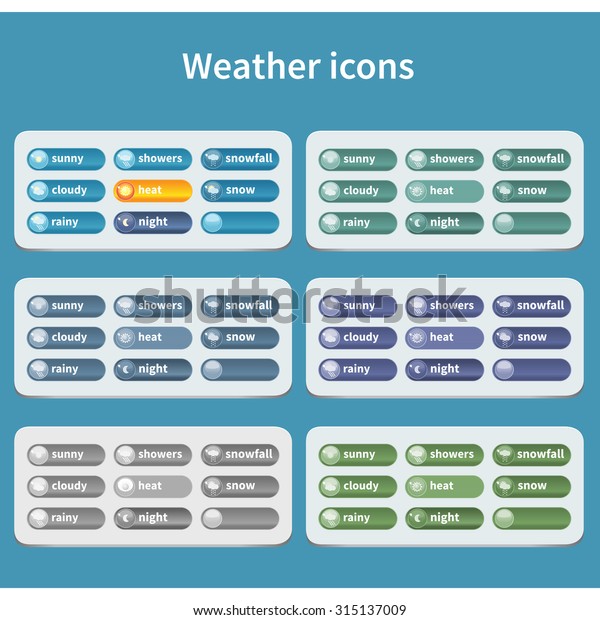 Forecast Weather Icon Set Different Colors Stock Vector (Royalty Free ...