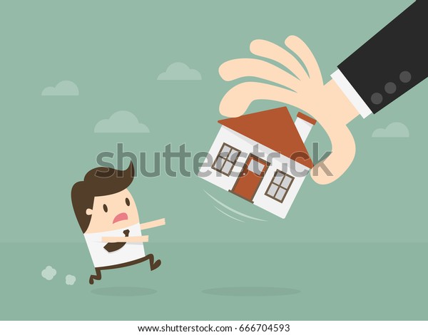 Foreclosure Home Hand Take House Away Stock Vector (Royalty Free) 666704593