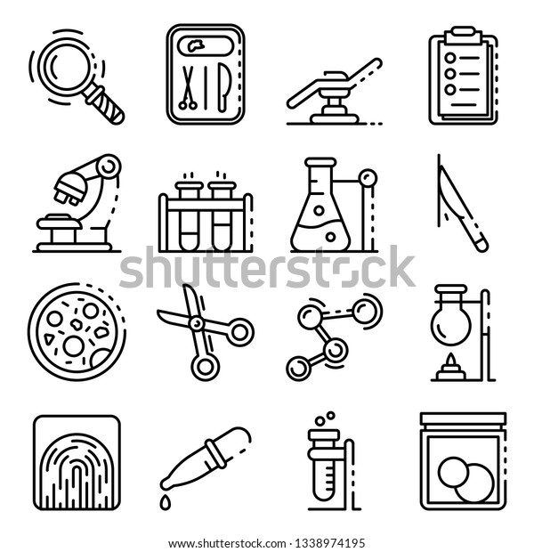 Forensic Laboratory Icons Set Outline Set Stock Vector (Royalty Free ...