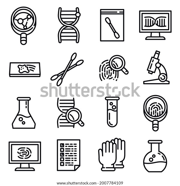 Forensic Laboratory Icons Set Outline Set Stock Vector (Royalty Free ...