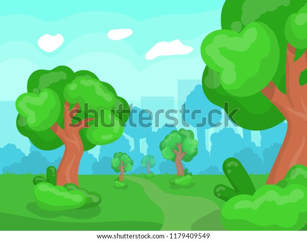Forest 2d Cartoon Game Landscape Vector Stock Vector (Royalty Free ...