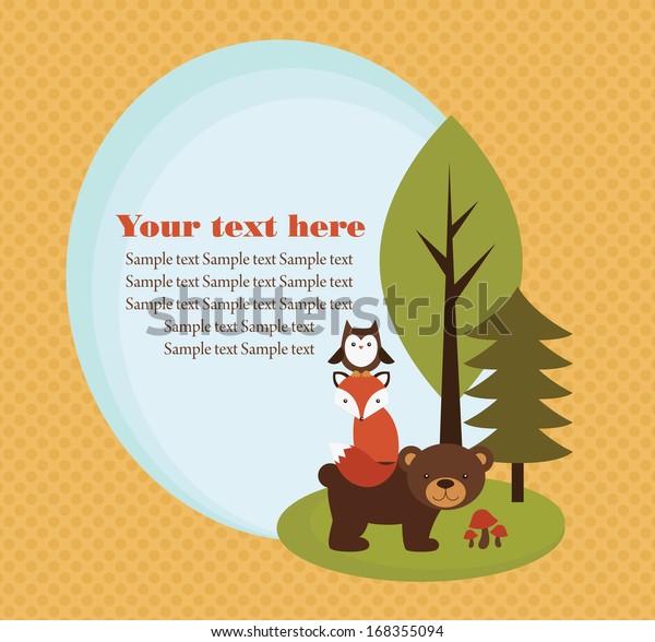 Forest Animal Card Design Vector Illustration Stock Vector (Royalty ...