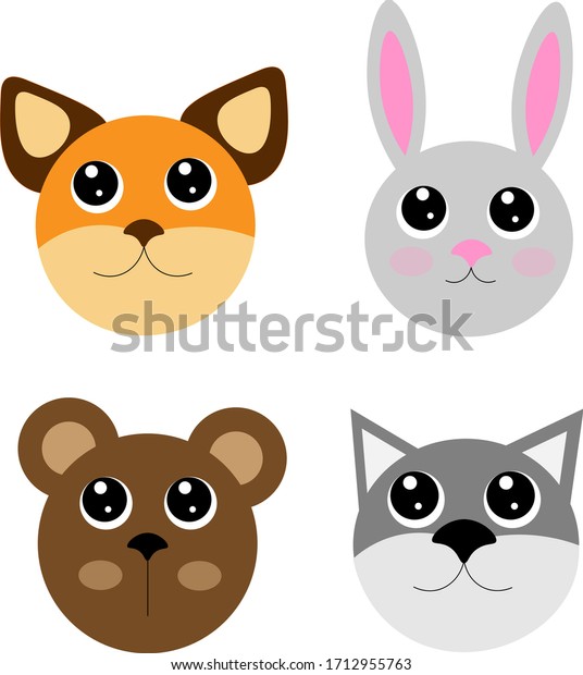 Forest Animal Wolf Rabbit Fox Bear Stock Vector (Royalty Free ...