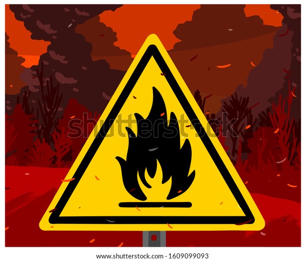 Vektor Stok Forest Fire Sign Disaster Wild Fire (Tanpa Royalti ...