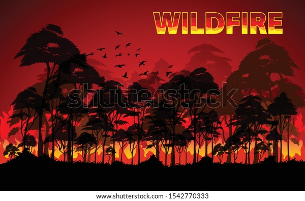 Forest Fires Wildfire Disaster Illustration Burning Stock Vector ...