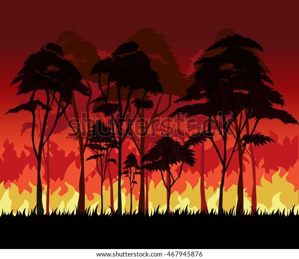 Forest Fires Wildfire Disaster Illustration Burning Stock Vector ...