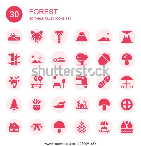 Forest Icon Set Collection 30 Filled Stock Vector (Royalty Free ...