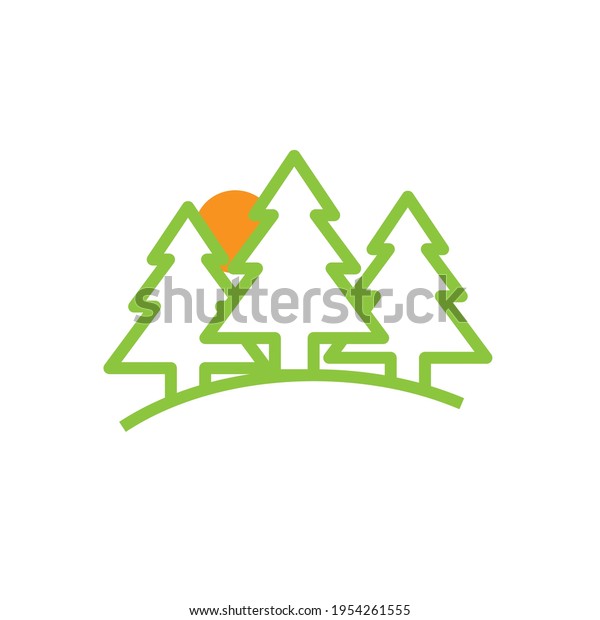 Forest Icon Sun On White Background Stock Vector (Royalty Free ...