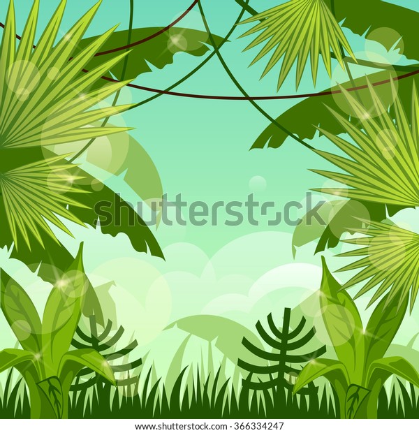 Forest Landscape Jungle Sky Stock Vector (Royalty Free) 366334247