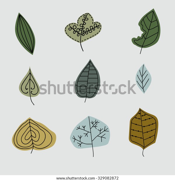 Forest Leaves Vector Set Collection Stock Vector (Royalty Free ...