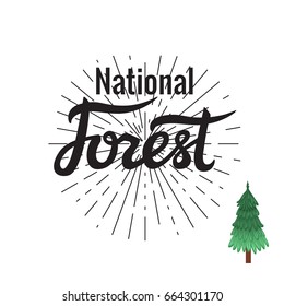 Forest Lettering Black Vector Illustration Isolated Stock Vector ...