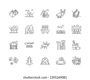 Forest Line Icons Signs Vector Set Stock Vector (Royalty Free ...