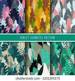 Forest Nature Seamless Pattern Jungle Patterns Stock Vector (Royalty ...