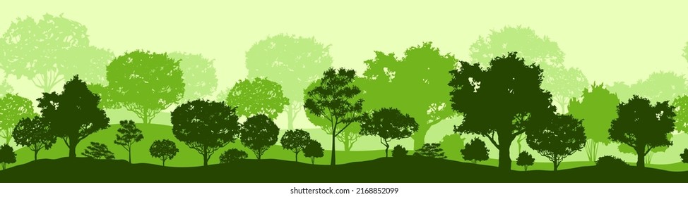 Forest Panorama Deciduous Trees Horizontal Panoramic Stock Vector ...