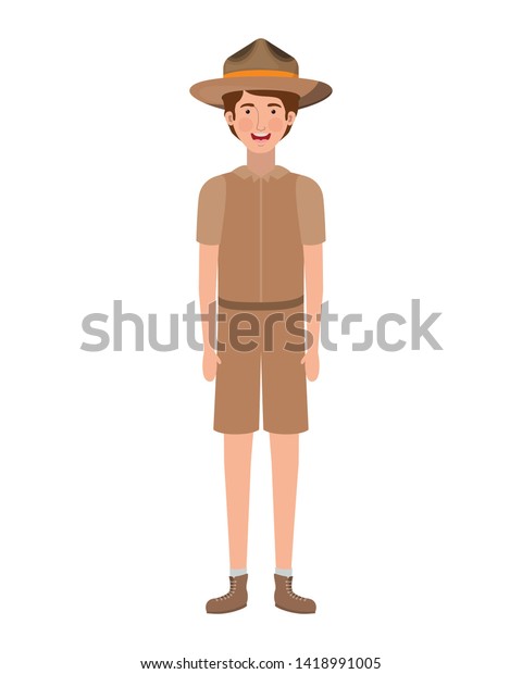 Forest Ranger Boy Cartoon Design Stock Vector (Royalty Free) 1418991005 ...