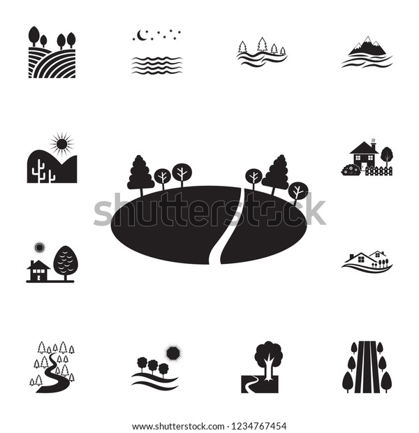 Forest Road Icon Detailed Set Landscapes: vector de stock (libre de ...