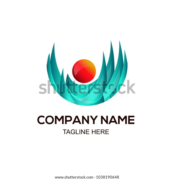 Forest Sun Logo 3d Modern Element Stock Vector (Royalty Free ...