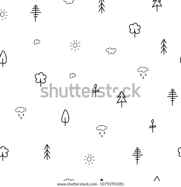 Forest Tree Nature Simple Seamless Patternecology Stok Vektör (Telifsiz ...