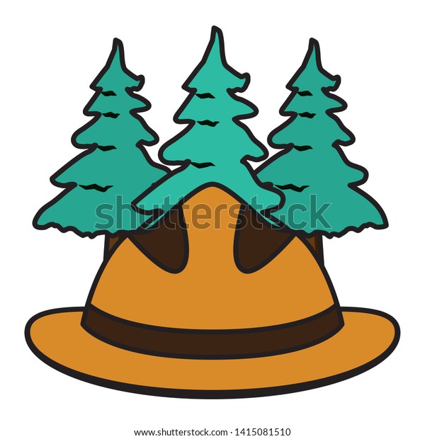 Forest Trees Hat On White Background Stock Vector (Royalty Free ...