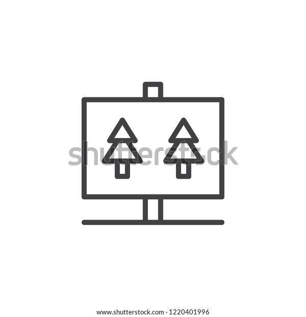 Forest Trees Road Sign Outline Icon Stock Vector (Royalty Free ...