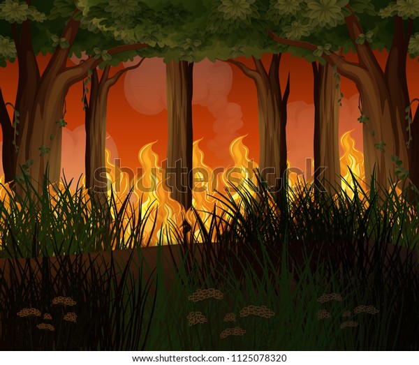Forest Wildfire Disaster Illustration Stock Vector (Royalty Free ...