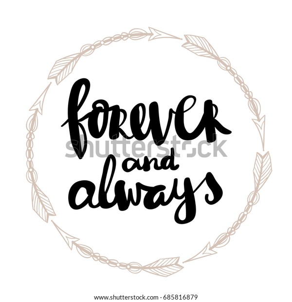 Forever Always Calligraphy Handwritten On Background Stock Vector ...