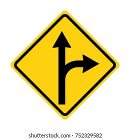Left Right Merging Traffic Warning Sign Stock Vector (Royalty Free ...
