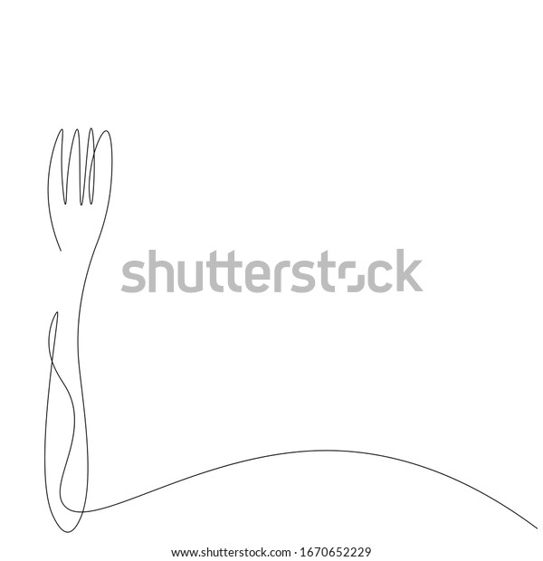 Fork Silhouette One Line Drawing Vector Stock Vector (Royalty Free ...