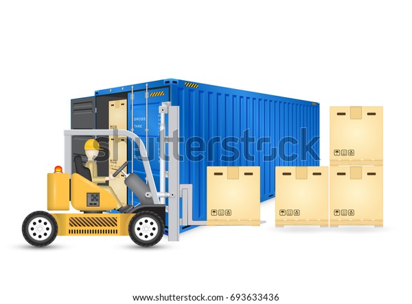 Forklift Cargo Container Shipping Container Shipment Stock Vector ...