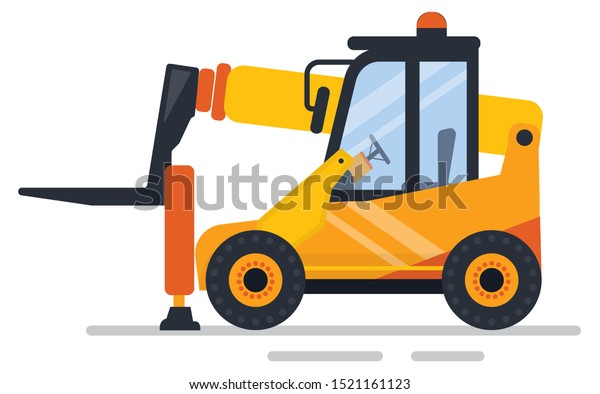Forklift Construction Equipment Side View Orange: เวกเตอร์สต็อก (ปลอด ...