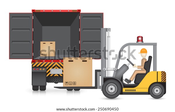 Forklift Isolated Truck Vector Operator Control Stock Vector (Royalty ...