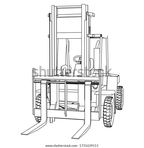 Forklift Outline Vector Special Machines Building Stock Vector (Royalty ...