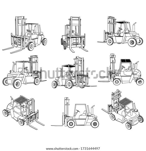 Forklift Outline Vector Special Machines Building Stock Vector (Royalty ...