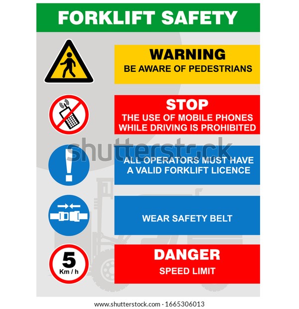 Forklift Safety Sign Label Vector Stock Vector (Royalty Free) 1665306013