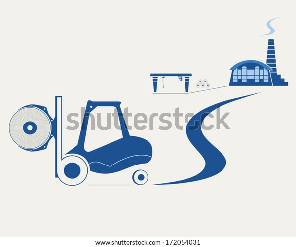 Forklift Transporting Roll Paper Factory Eps10 Stock Vector (Royalty ...