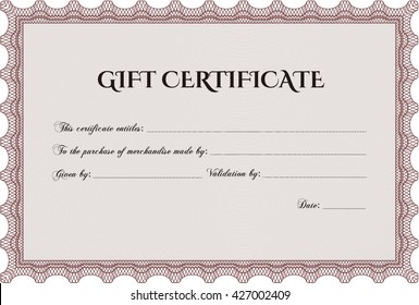 Formal Gift Certificate Template Guilloche Pattern Stock Vector ...