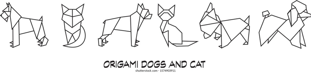Forms Folded Paper Animal Origin Cat Stock Vector (Royalty Free ...