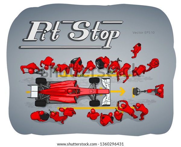 Vektor Stok Formula Race Car Pit Stop Vector (Tanpa Royalti) 1360296431 ...