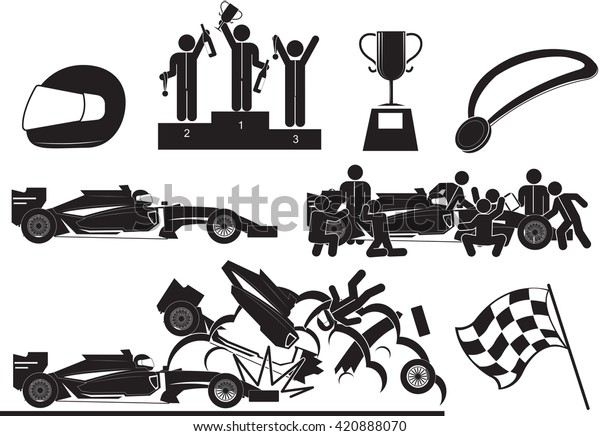 Formula Racing Car Icon Set Stock Vector (Royalty Free) 420888070 ...