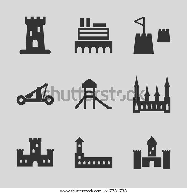 Fort Icons Set Set 9 Fort Stock Vector (Royalty Free) 617731733