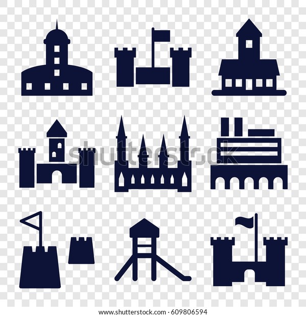 Fortress Icons Set Set 9 Fortress Stock Vector (Royalty Free) 609806594