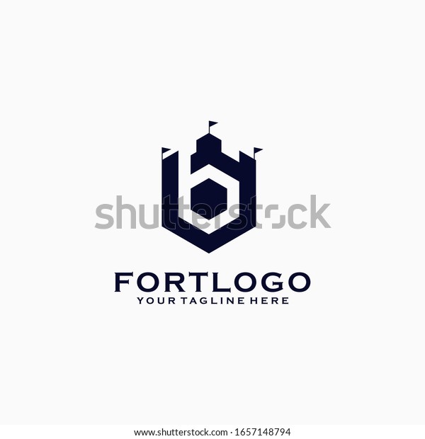 Fortress Logo Design Emblem Vector Illustration Stock Vector (Royalty ...
