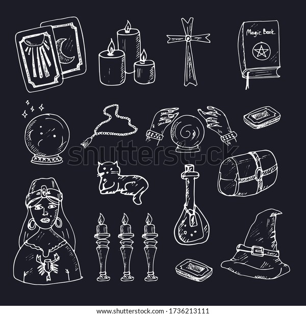 Fortune Tellers Isolated Hand Drawn Doodles Stock Vector (Royalty Free ...