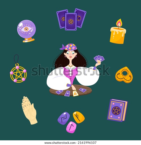 Fortune Telling Concept Cartoon Illustrations Beautiful Stock Vector ...