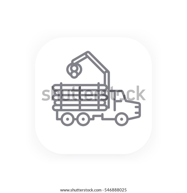 Forwarder Line Icon Forestry Vehicle Logging Stock Vector (Royalty Free ...
