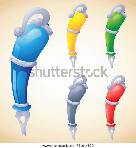 Fountain Pen Cartoon Icon Set Stock Vector (Royalty Free) 241614820 ...