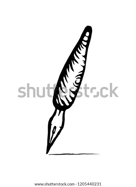 Fountain Pen Ink Drawing Ancient Stationery Stock Vector (Royalty Free ...